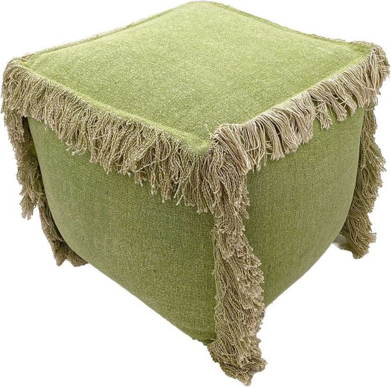 SVJ Poef Vierkant - 40 x 40 x 40 cm - Katoen - Groen | bol