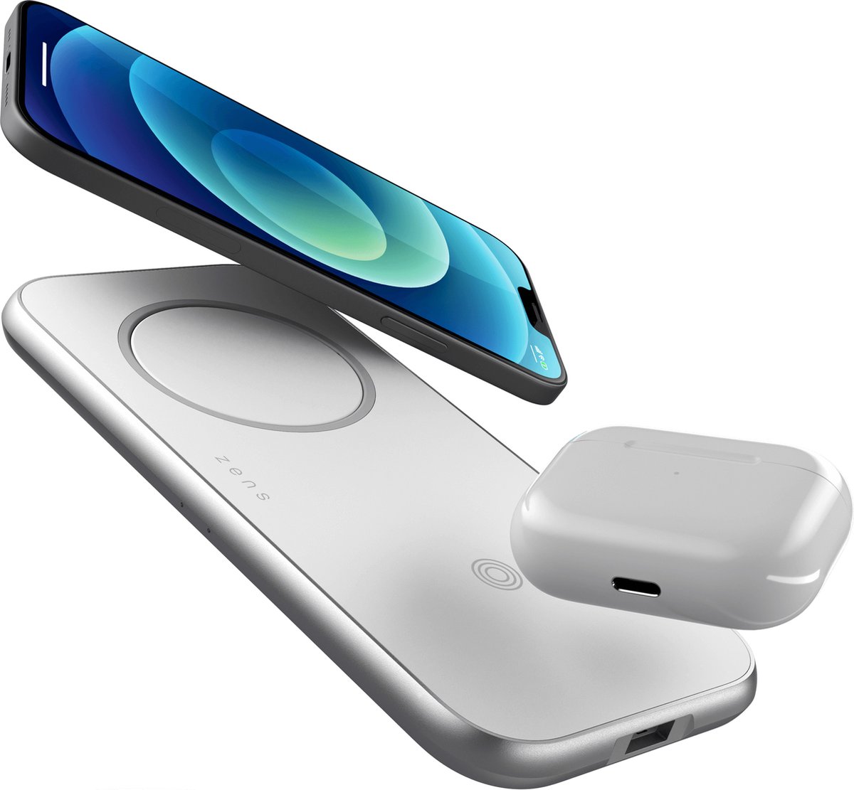 Zens QI 3-in-1 draadloze lader - Twee devices tegelijkertijd draadloos ...
