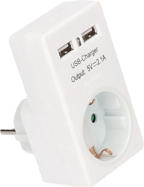 Stopcontact met 2x USB poort - Telefoon/tablet snel opladen ...