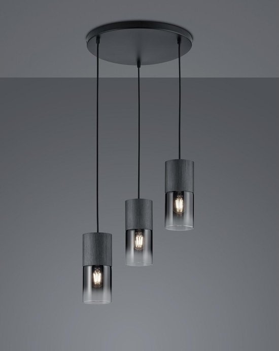 LED Hanglamp - Trion Roba - E27 Fitting - 3-lichts - Rond - Mat Zwart ...