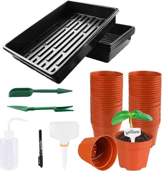 Plastic Bloempotten - 50 stuks 8cm - Kwekerij Zaailingen Potten - Bloem ...