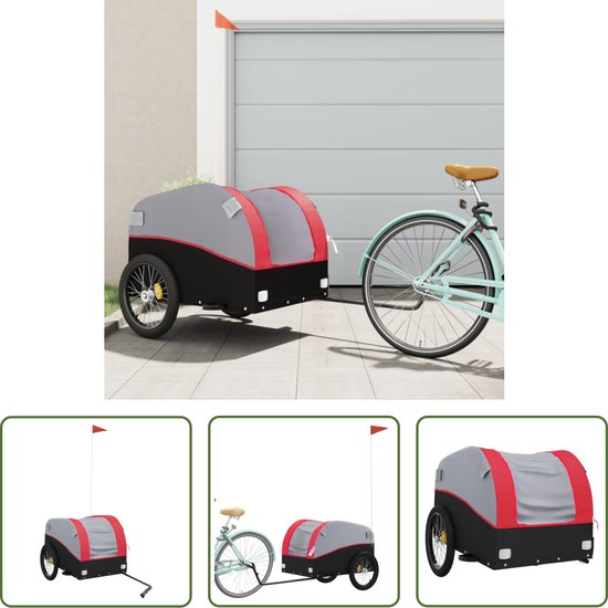 The Living Store Fietskar - Zwart/Rood - IJzer - 133x68x68 cm - 45 kg ...