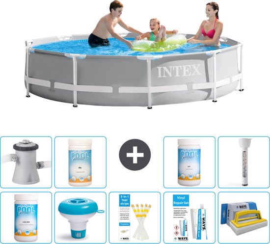 Intex Rond Prism Frame Zwembad - 305 x 76 cm - Grijs - Inclusief Pomp Chloor -... | bol
