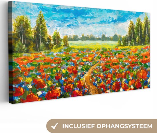 Canvas - Schilderij - Bloemen - Olieverf - Natuur - 80x40 cm ...