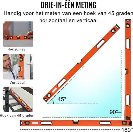 Waterpas - Magnetisch - Horizontaal & Verticaal - 45 Graden Hoek ...