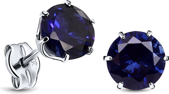 Miore - Blauwe Saffier Oorbellen Knopjes Dames - 9 Karaat - Kleur ...