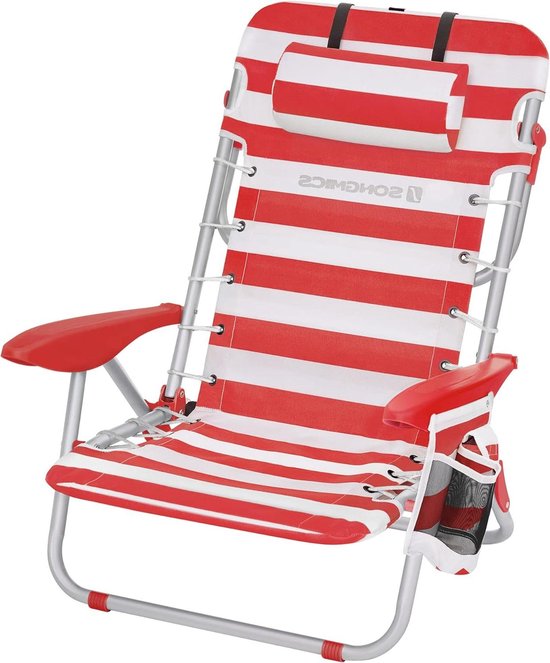 Strandstoel campingstoel vouwstoel met hoofdsteun en armleuningen ...