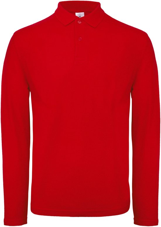 B&C ID.001 Men's long-sleeve polo shirt CGPUI12 - Red - XXL | bol