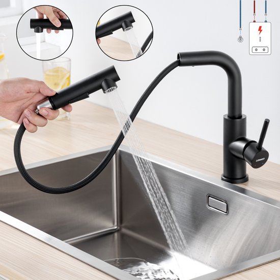 Lonheo max Keukenkraan met Uittrekbare Uitloop - lagedruk keukenkraan -... | bol