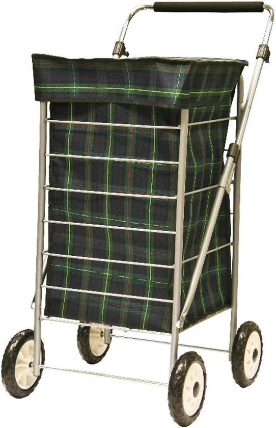 184184 Angus Blauw & Groen Tartan 4 Wiel Winkelwagen - Grote 60 Liter ...