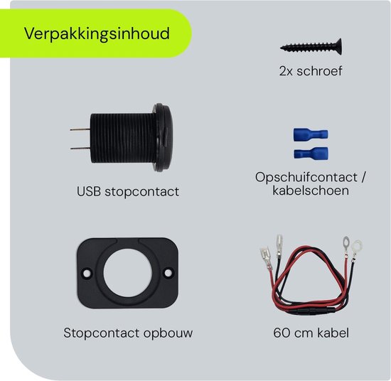 ProRide 12V USB Stopcontact 1 Poort Inbouw met Schakelaar/Voltmeter ...