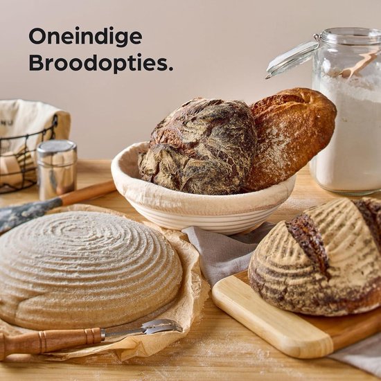 Ronde Banneton Rijsmandje van Duurzaam Riet - 25 cm - Broodrijsmand Set ...