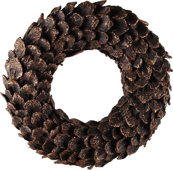 Dekoratief | Krans m/blaadjes, bruin, 25x25x5cm | A245520 | bol