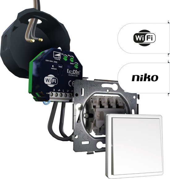 Niko led tastdimmer WiFi 0-250W, inbouw, kleine inbouwdiepte, 2-draads ...
