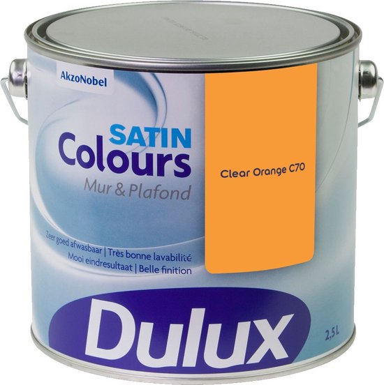 Dulux Colours Mur & Plafond Satin Mix - Clear Orange C70 - 2,5 L | bol
