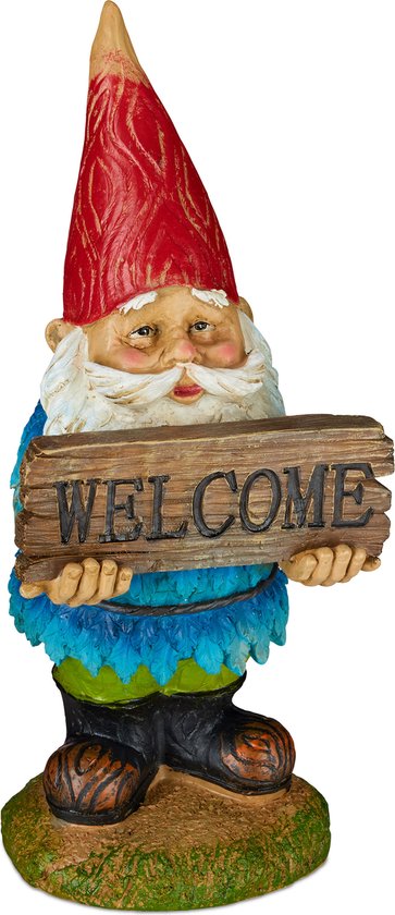 tuinkabouter "Welcome" - weerbestendig - kunststeen - klassiek design | bol