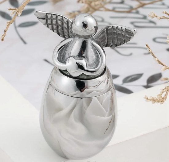 Mini urn - Zilver - Engel - Urn voor as - Crematie As - Decoratie Urn ...