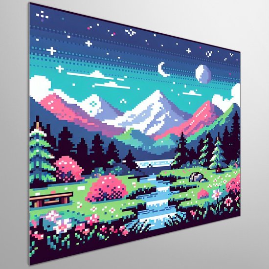 Pixel art landschap schilderij | The Digital Landscape: A Pixelated ...