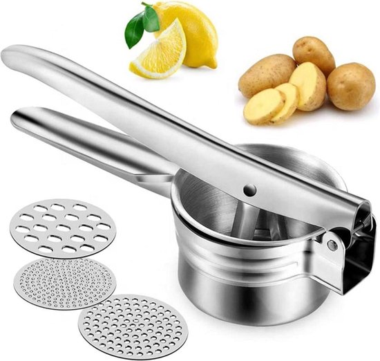 Handmatige roestvrijstalen aardappelpers met 3 gatschijven voor ...