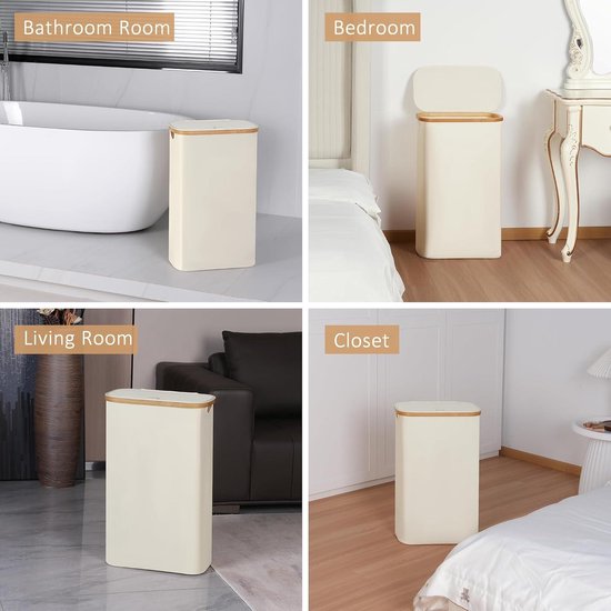 Wasmand 60 liter - hoge wasmand voor wasgoed met afneembare binnenzak - slanke dunne... | bol