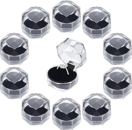 40 Stks Zwart Clear Plastic Ring Dozen - Crystal Oorbellen Sieraden Opbergdozen -... | bol
