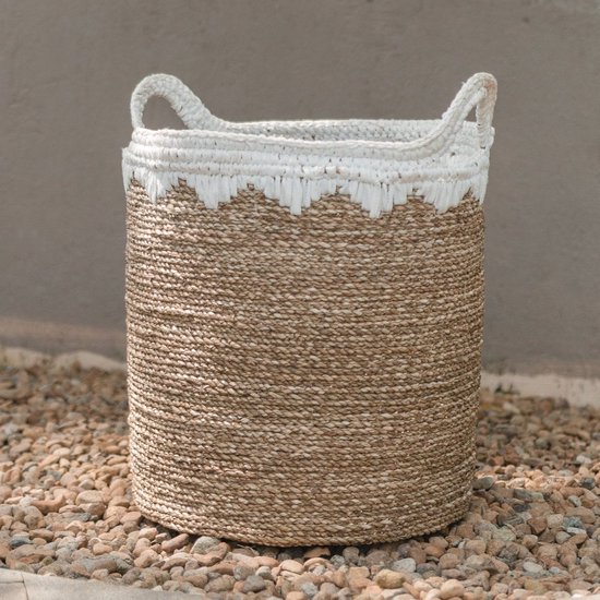 Grote wasmand Ronde opbergmand Plantenmand Geweven van natuurlijke ...