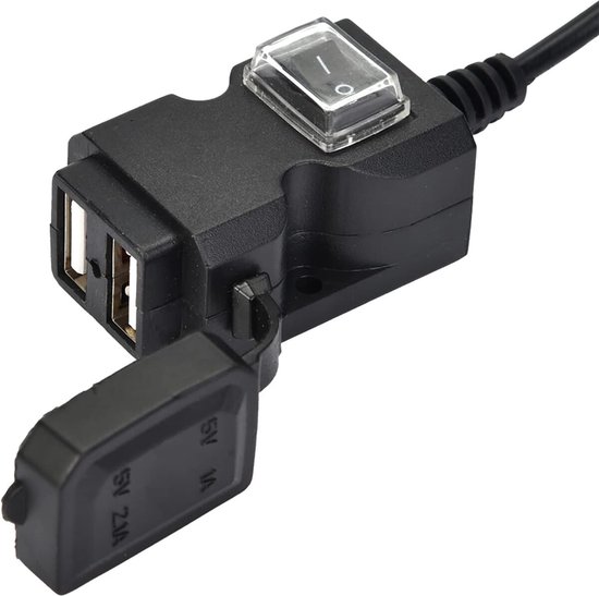 Motorfiets Dual USB Oplader met Schakelaar - 9-24V 3.1A - MC1C - Voor ...