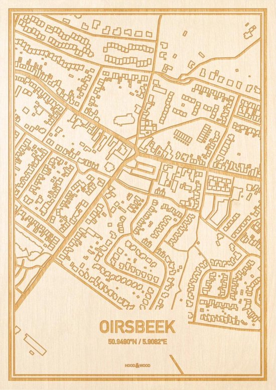 Kaart Oirsbeek - Gegraveerde stadskaart Hood&Wood - Hout, A4 | bol.com