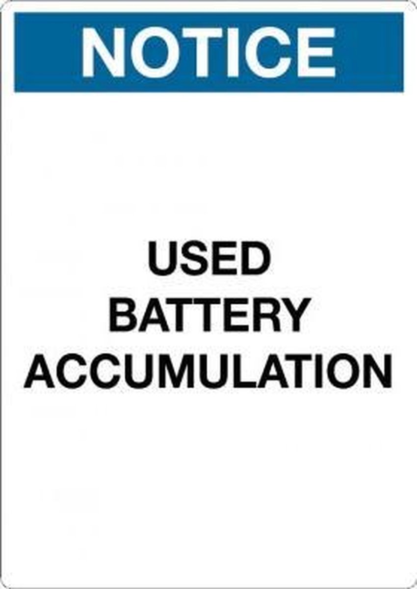 Sticker 'Notice: Used battery accumulation' 297 x 210 mm (A4) | bol.com