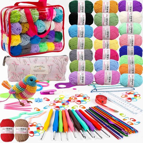 Complete Haakset voor Beginners en Volwassenen met 24 Kleuren ...