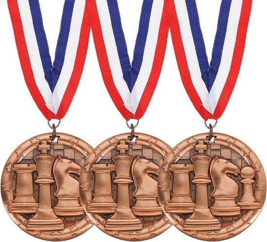 Chess Tournament Star Copper Award Medals - Red White and Blue Ribbons ...