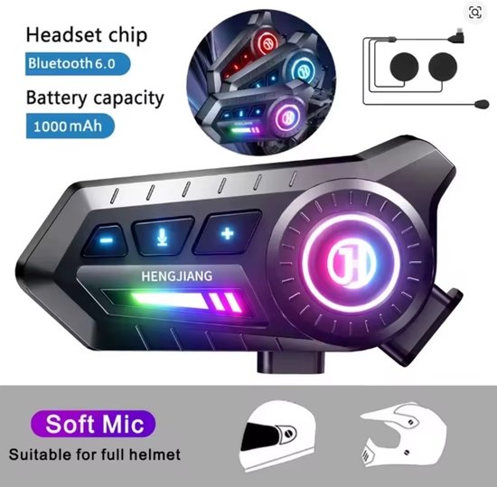 BT12 Bluetooth Motorhelm Headset – Draadloze Stereo Koptelefoon met ...