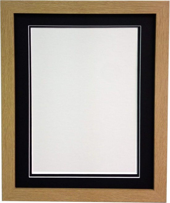 Eiken fotolijst met dubbele witte passe-partout voor 20x15 cm of 25x20 ...