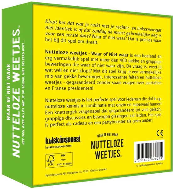 Hygge Games Nutteloze weetjes quiz - Gekke en grappige beweringen ...