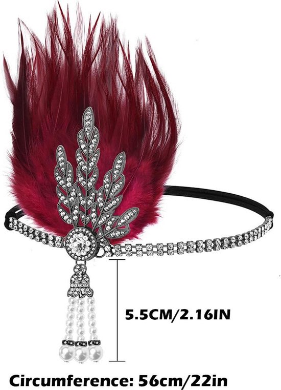 Hoofdband Jaren '20 Stijl met Veren en Kristallen - Flapper Accessoire ...