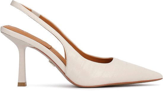 Natural leather slingback pumps in a shade of broken white | bol