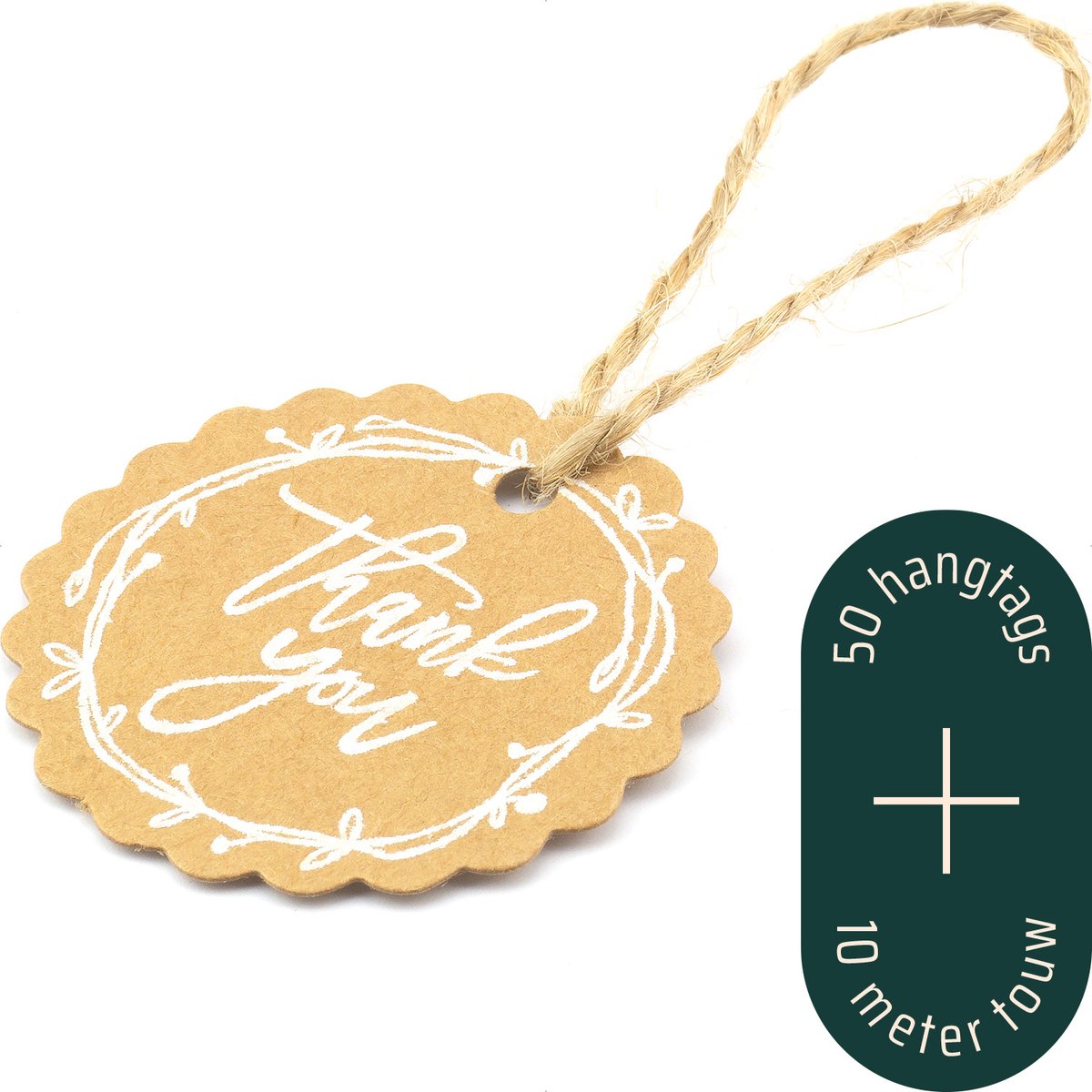 Cadeau Labels - hennep touw - Thank you kaartjes - 50 stuks | bol.com