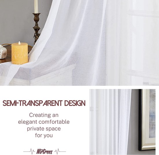 Vitrage, volle stof, doorschijnend, kort, met geperforeerde ringen ...