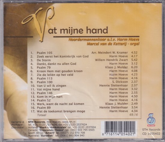 Noordermannenkoor Rijssen, Vat Mijne Hand, Noordermannenkoor, Harm Hoeve, Marcel van... | bol.com