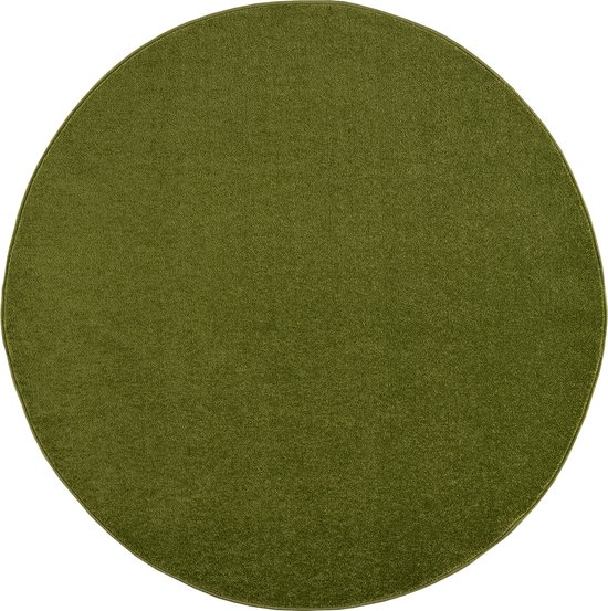 Tapijtenloods Uni Rond Effen Laagpolig Vloerkleed Modern Groen- 200 CM ...