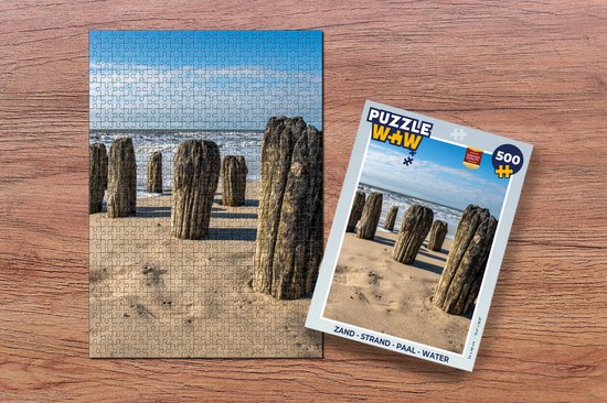 Puzzel Zand - Strand - Paal - Water - Zomer - Legpuzzel - Puzzel 500 ...