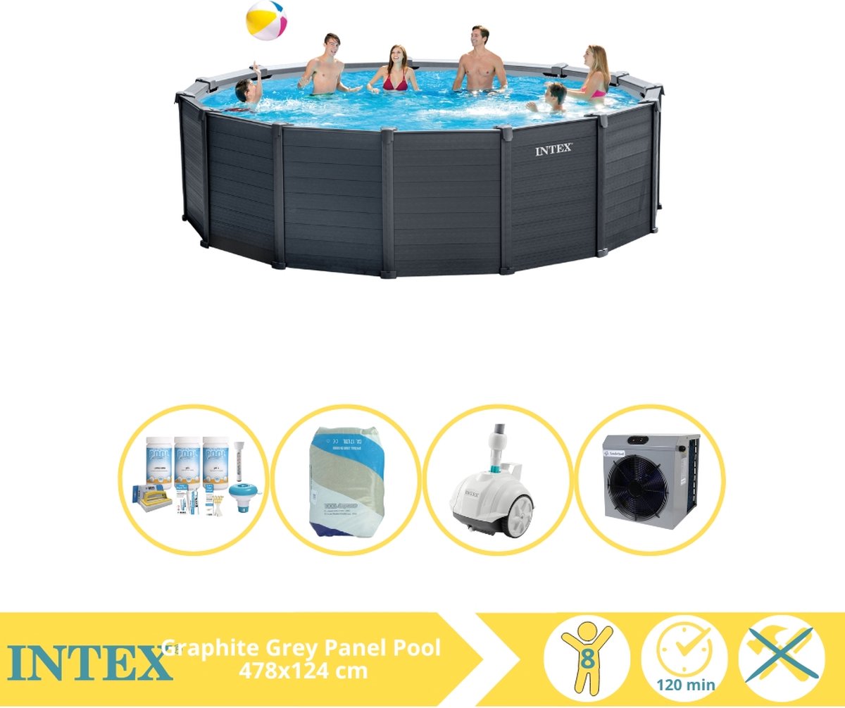 Intex Graphite Gray Panel Zwembad - Opzetzwembad - 478x124 cm ...