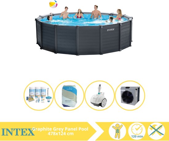 Intex Graphite Gray Panel Zwembad - Opzetzwembad - 478x124 cm ...