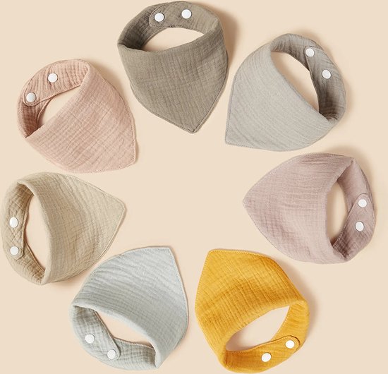 Set van 7 multicolor slabbetjes - Slab - Slabbetje - Slabber - Bandana ...