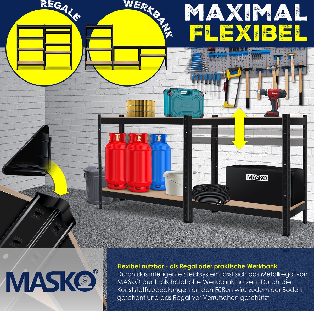 MASKO® Opbergrek / Stellingkasten / Magazijnstelling set van 2 ...