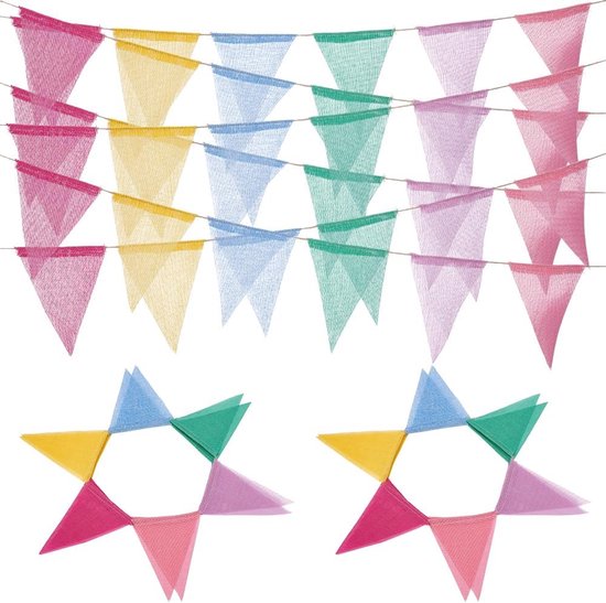 8Pcs 105m Colorful Pennant Banner Flags Garland - Reusable Triangle ...