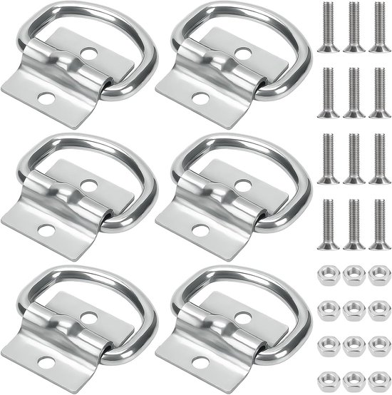 6pcs lashing rings - D-ring lashing eyes - 500kg load capacity - 12 ...