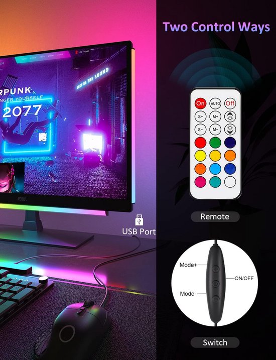 2x RGB Lichtbalk voor PC & Monitor - Sfeervolle Dreamcolor Ambilight ...