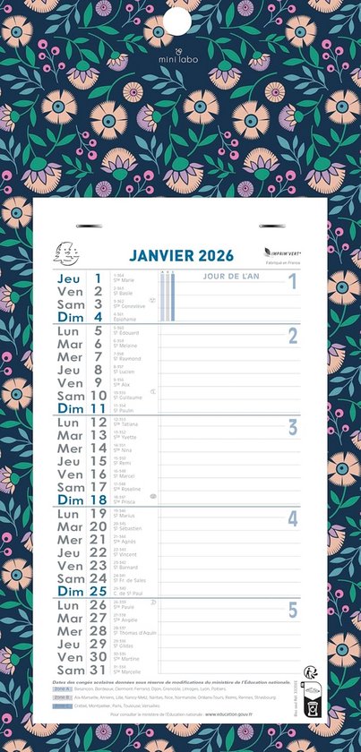 Maandkalender 2026 met Bloemenprints - Afscheurblok met Ruimte voor ...