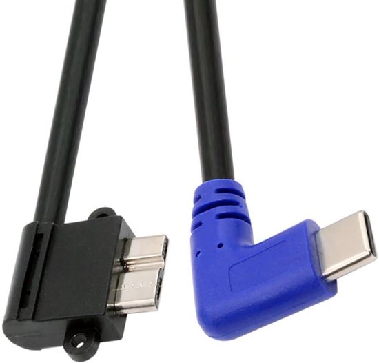 90 Graden USB-C naar Micro USB 3.0 Verlengkabel 30cm Hoekadapter | bol